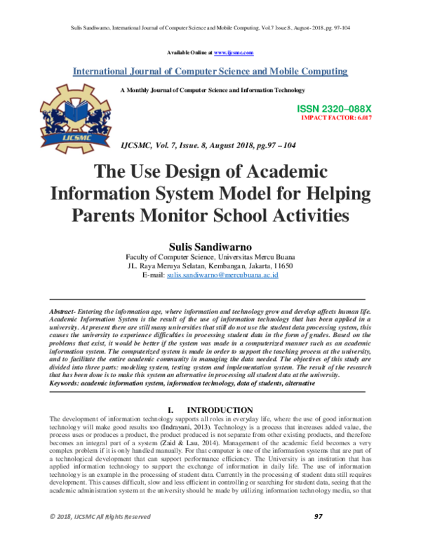 (PDF) The Use Design of Academic Information System Model for Helping ...