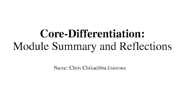 (PDF) Core-Differentiation: Module Summary and Reflections
