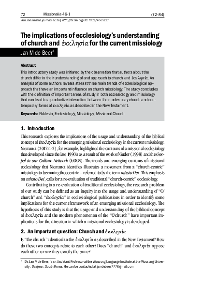 (PDF) The Implications of Ecclesiology's Understanding of Church and ...