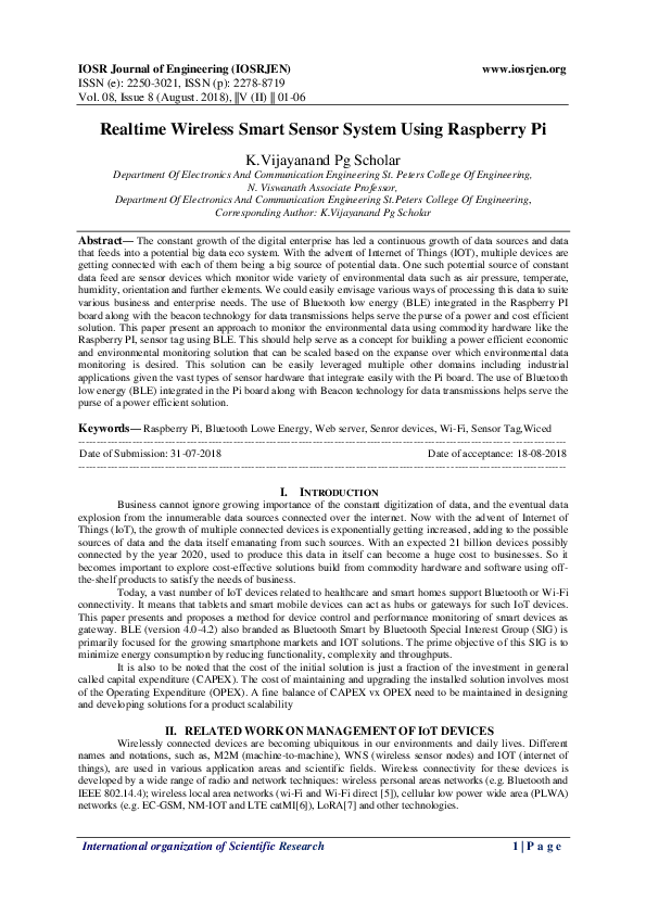 Pdf Realtime Wireless Smart Sensor System Using Raspberry Pi