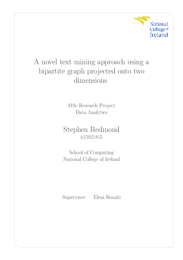 Pdf A Novel Text Mining Approach Using A Bipartite Graph Projected Onto Two Dimensions