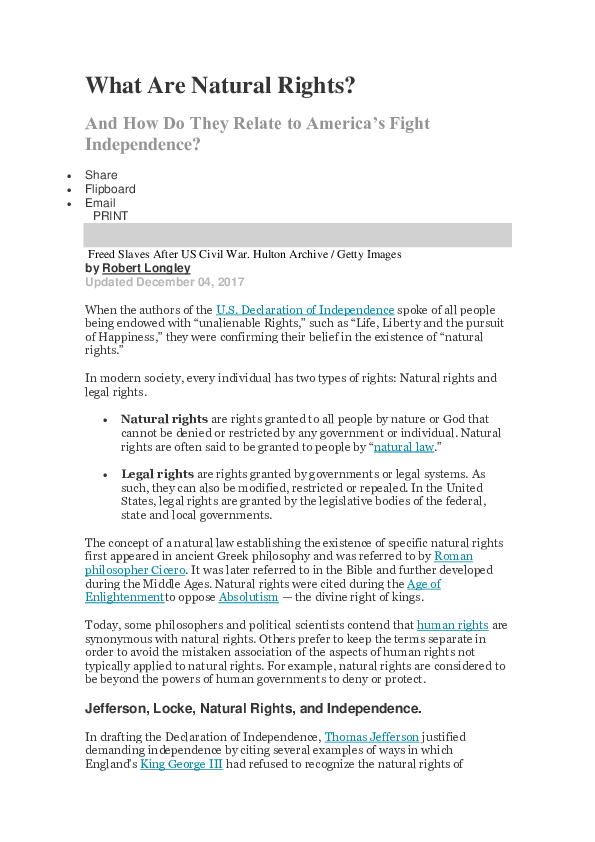 (DOC) What Are Natural Rights? And How Do They Relate to America's ...