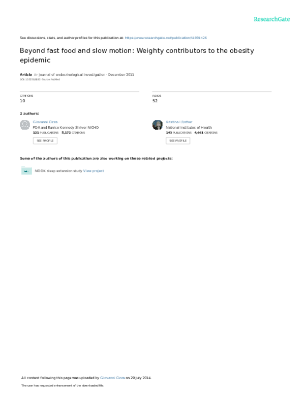 (PDF) Beyond fast food and slow motion: weighty contributors to the ...