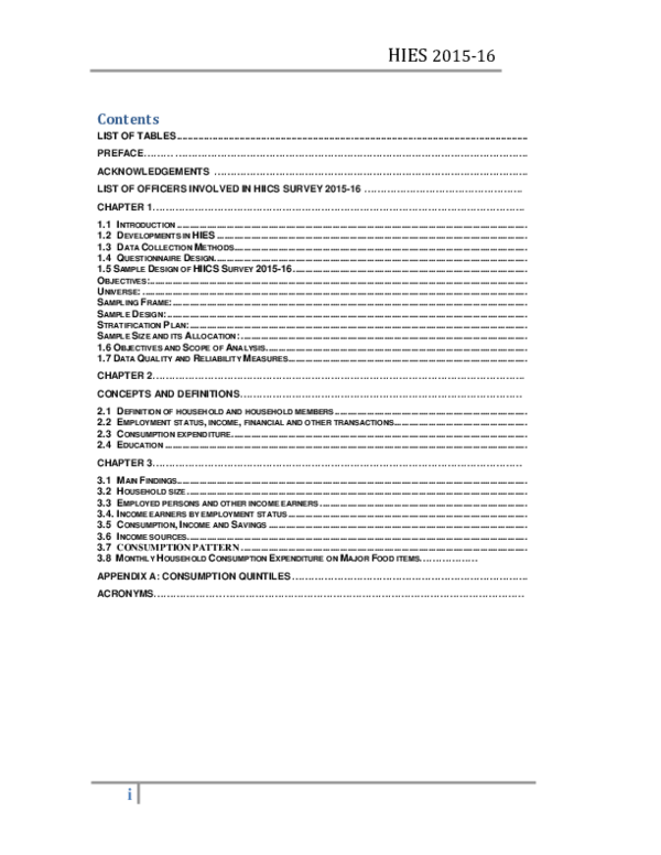 (PDF) Household Integrated Economic Survey (HIES) 2015-16