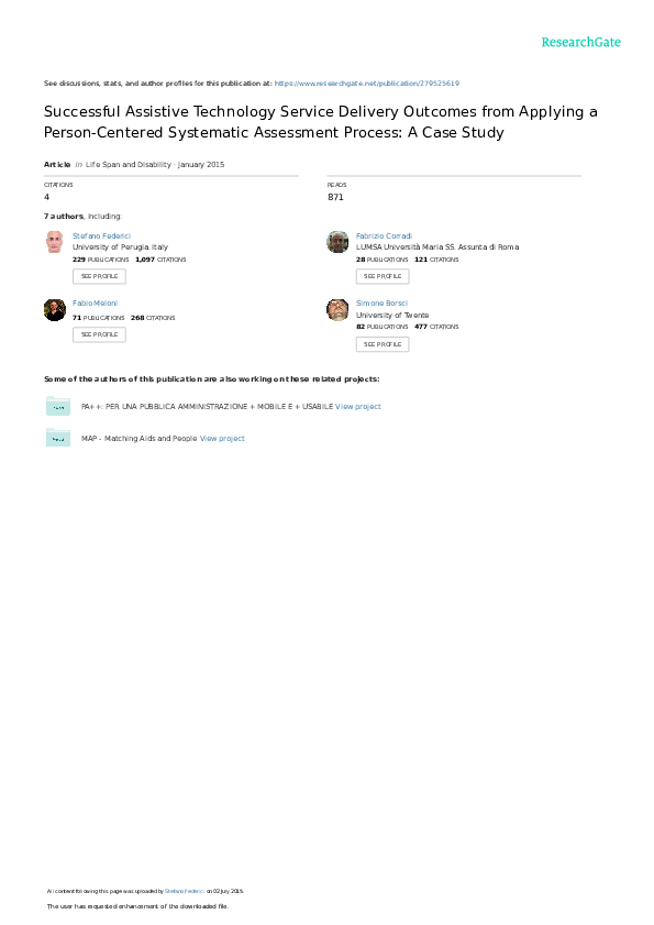 (PDF) Successful Assistive Technology Service Delivery Outcomes from ...