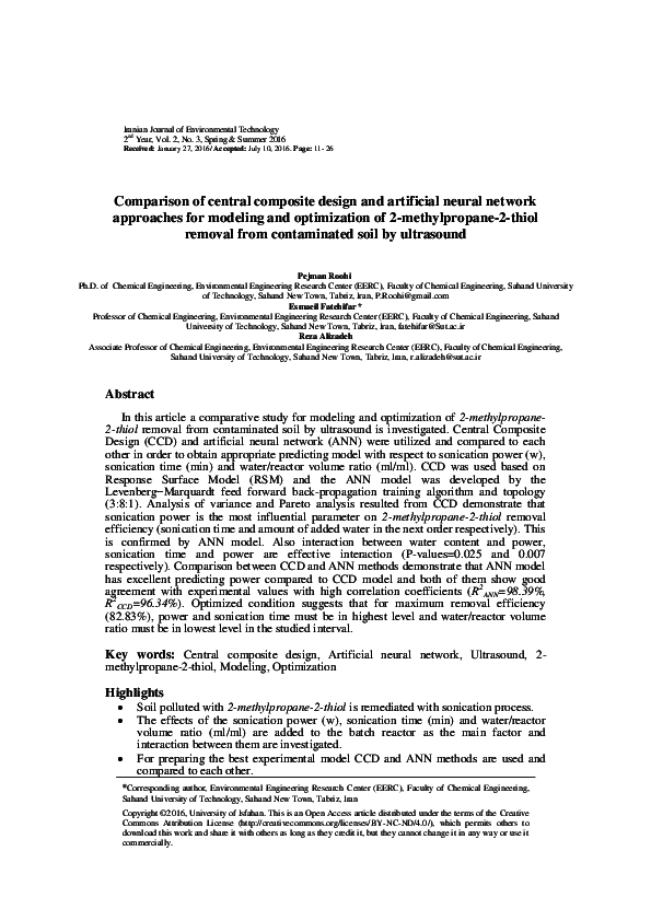 (PDF) Comparison of central composite design and artificial neural network approaches for ...