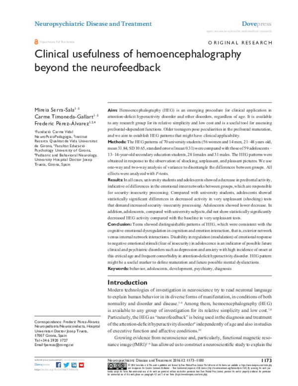 (PDF) Clinical usefulness of hemoencephalography beyond the neurofeedback