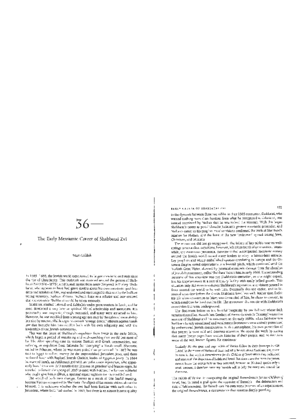 (PDF) Matt Goldish, “The Early Messianic Career of Shabbatai Zvi,” in ...