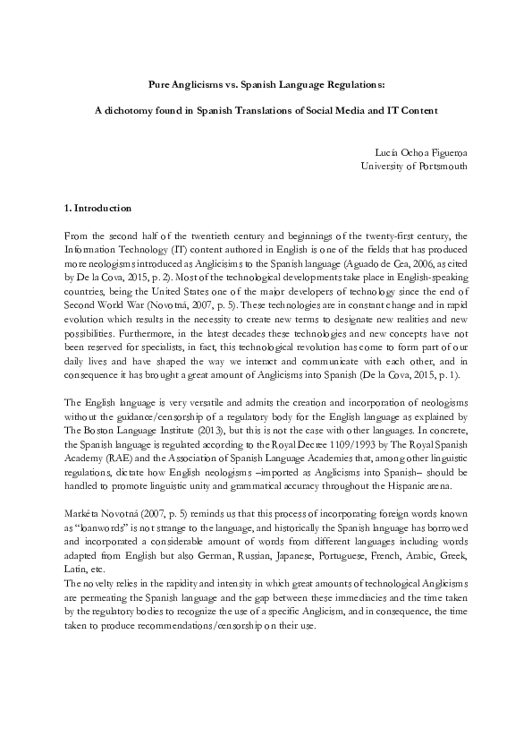 (PDF) Pure Anglicisms vs. Spanish Language Regulations: A dichotomy ...