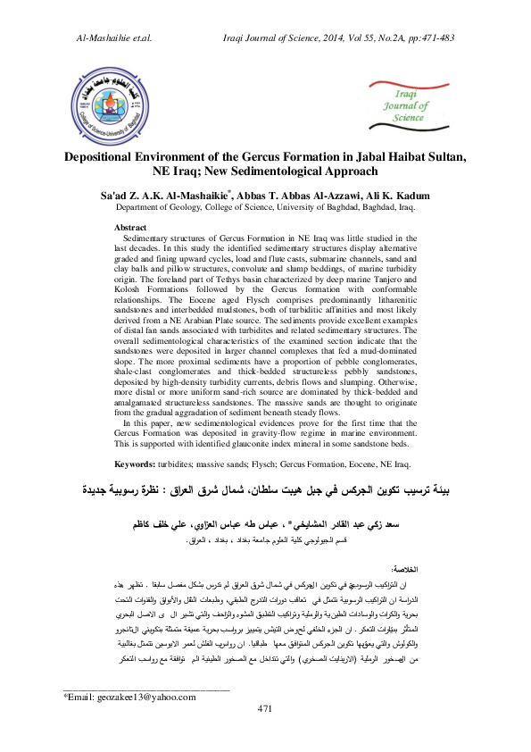 (PDF) Depositional Environment of the Gercus Formation in Jabal Haibat ...
