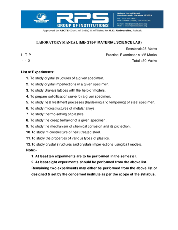 (PDF) Material science lab manua new 2018l