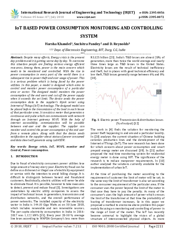 (PDF) IRJET- IoT BASED POWER CONSUMPTION MONITORING AND CONTROLLING SYSTEM
