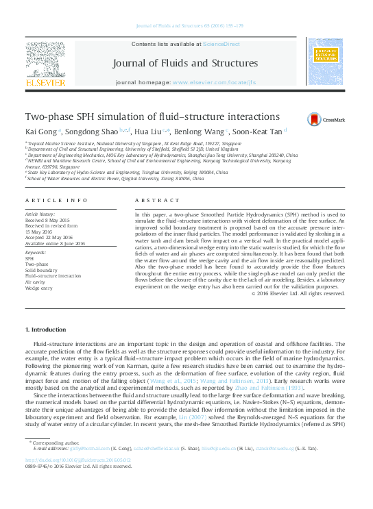 (PDF) Two-phase SPH simulation of fluid–structure interactions