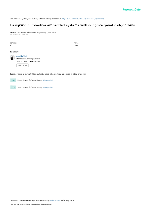 (PDF) Designing automotive embedded systems with adaptive genetic algorithms