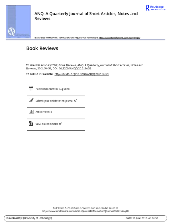 (PDF) [Book Review] American Notes and Query: Signs and Cities Black ...