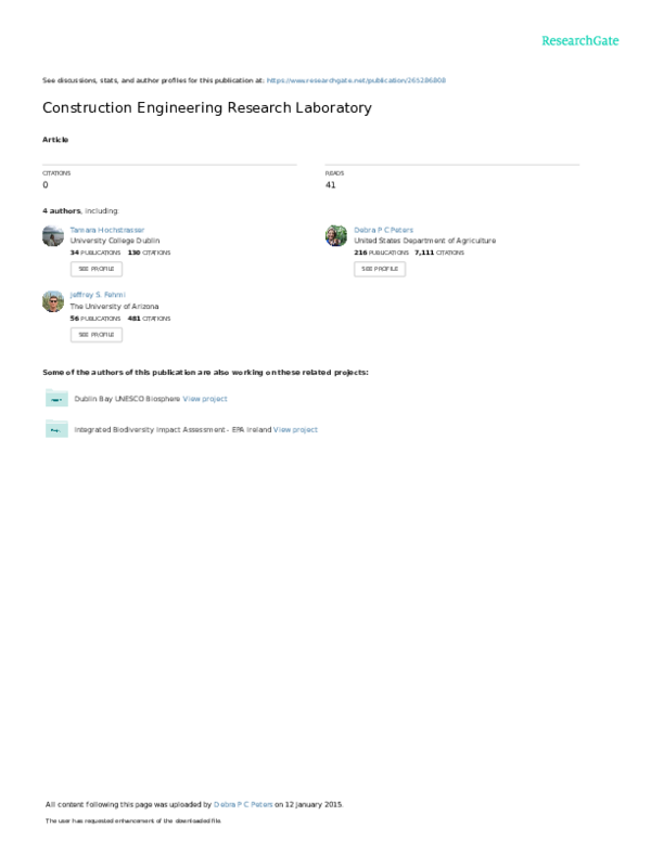 (PDF) Construction Engineering Research Laboratory