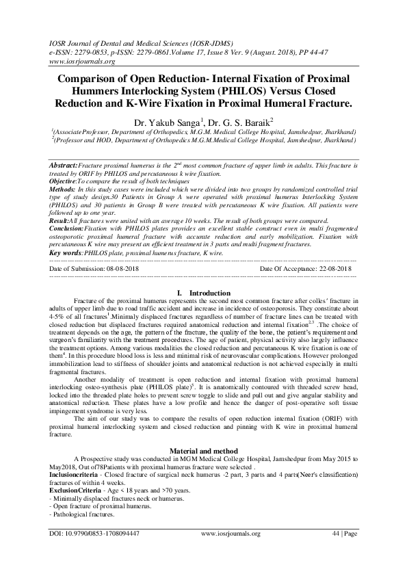 (PDF) Comparison of Open Reduction-Internal Fixation of Proximal ...