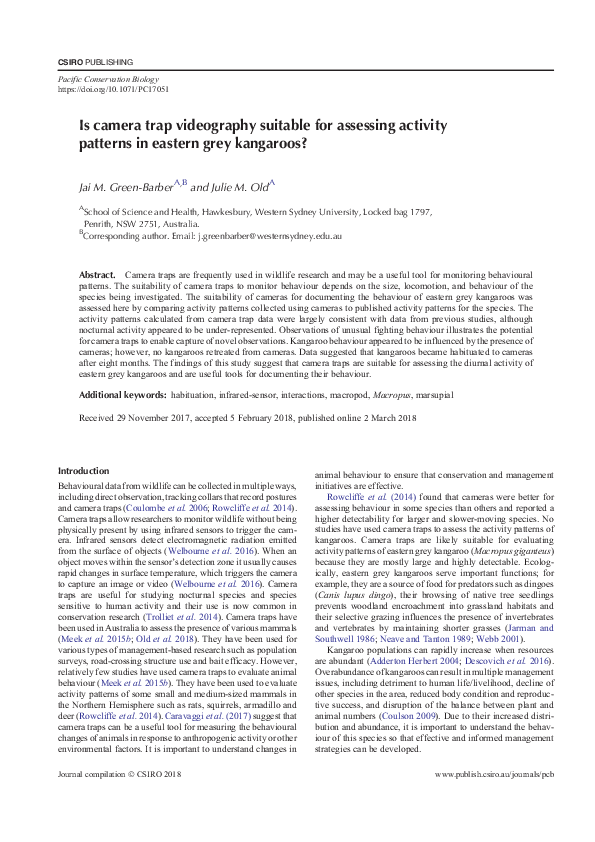 (PDF) Is camera trap videography suitable for assessing activity ...