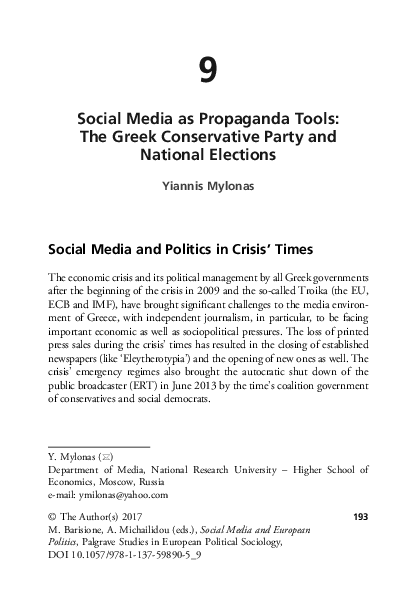 (PDF) Social Media as Propaganda Tools: The Greek Conservative Party ...