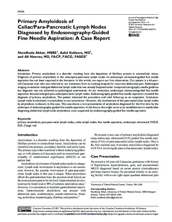 (PDF) Primary Amyloidosis of Celiac/Para-Pancreatic Lymph Nodes ...