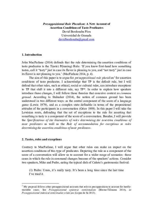 (PDF) Presuppositional Rule Pluralism