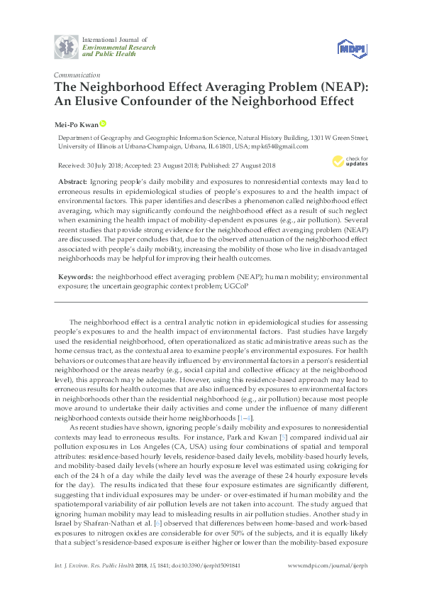 (PDF) The Neighborhood Effect Averaging Problem (NEAP): An Elusive ...