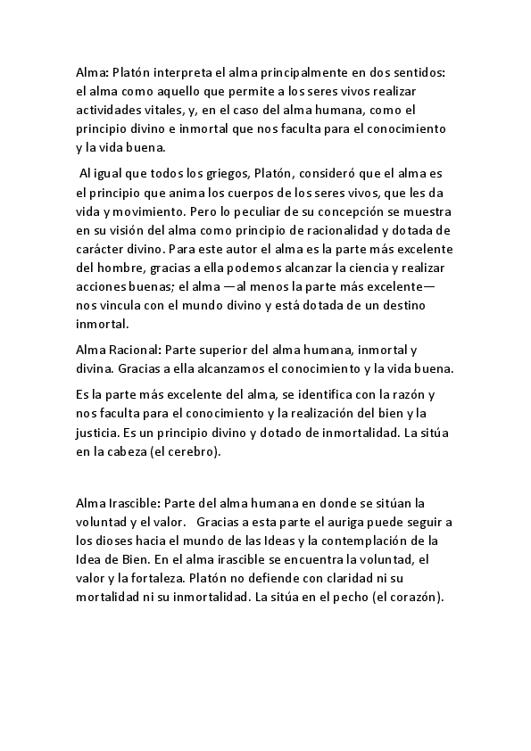 (DOC) Clasificacion del alma segun platon
