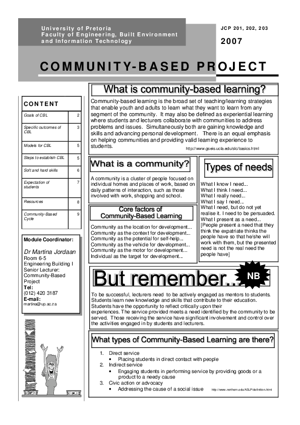 (PDF) Information About Community Based Learning