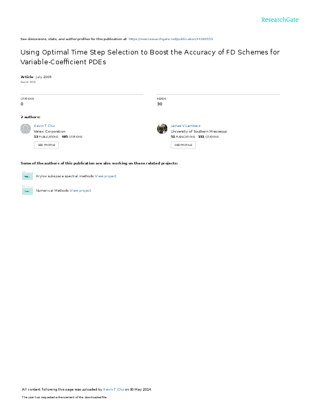 (PDF) Using Optimal Time Step Selection to Boost the Accuracy of FD ...