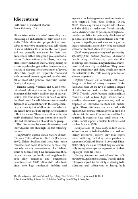 (PDF) Idiocentrism