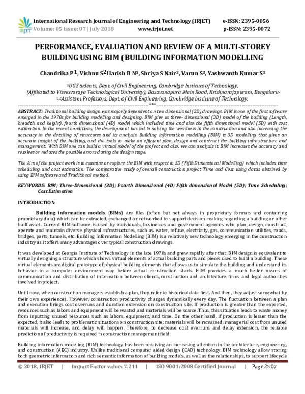 (PDF) IRJET- PERFORMANCE, EVALUATION AND REVIEW OF A MULTI-STOREY ...