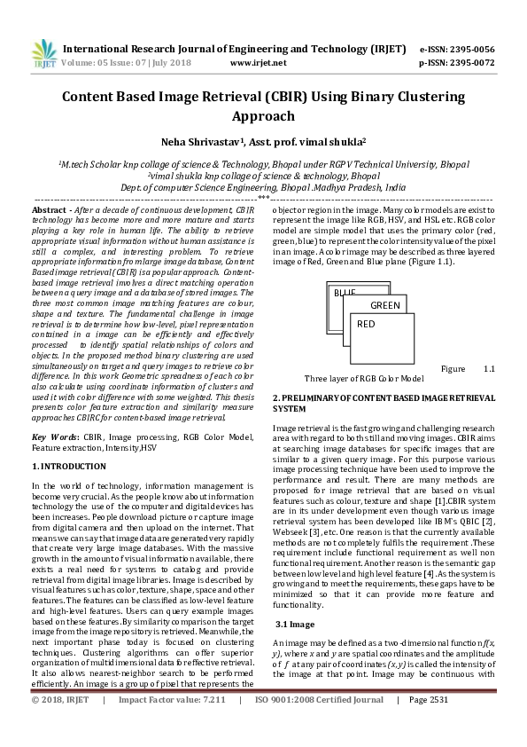(PDF) IRJET- Content Based Image Retrieval (CBIR) Using Binary Clustering Approach | IRJET ...