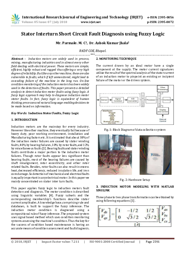 (PDF) IRJET-Stator Interturn Short Circuit Fault Diagnosis using Fuzzy Logic | IRJET Journal ...