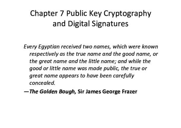 (PDF) Chapter 7 Public Key Cryptography and Digital Signatures