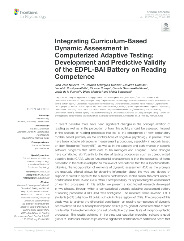 Pdf Integrating Curriculum Based Dynamic Assessment In Computerized Adaptive Testing