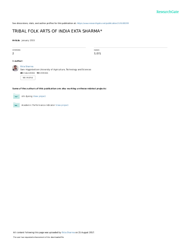 (PDF) TRIBAL FOLK ARTS OF INDIA EKTA SHARMA