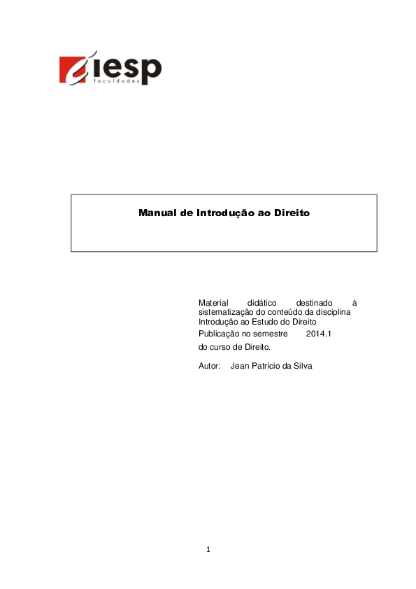 (PDF) MANUAL DE INTRODUCAO AO DIREITO (PDF) MANUAL DE INTRODUCAO AO DIREITO