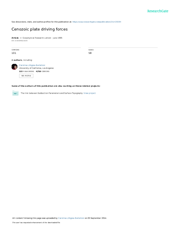 (PDF) Cenozoic plate driving forces