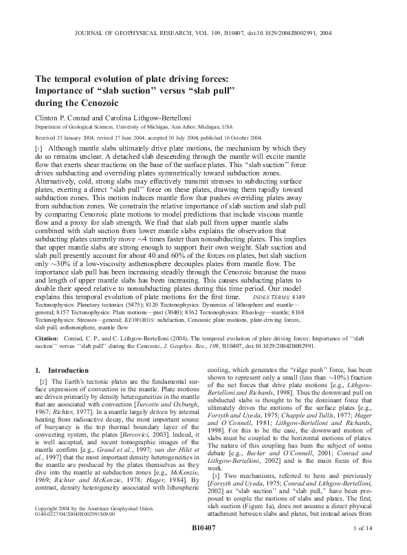 (PDF) The temporal evolution of plate driving forces: Importance of ...