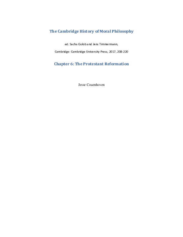 (PDF) The Moral Philosophy of the Protestant Reformation