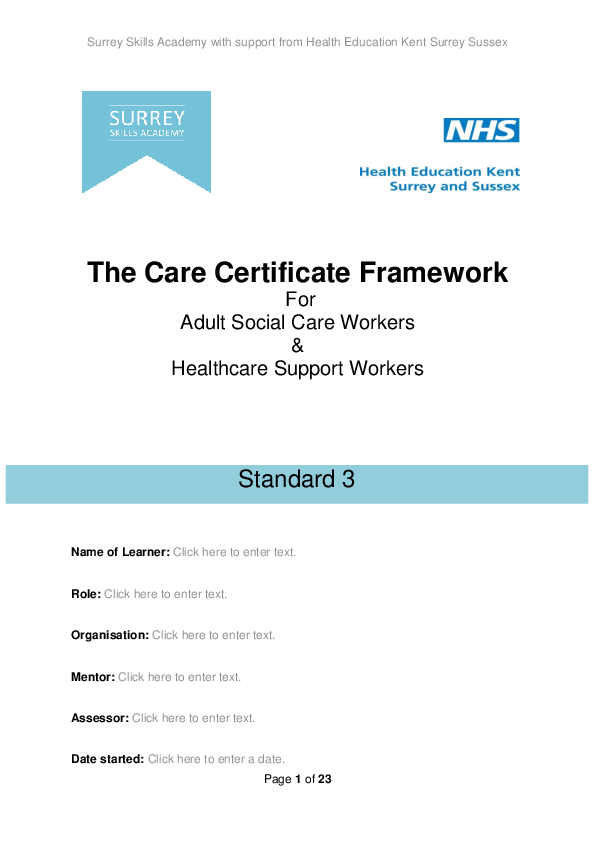 (DOC) The Care Certificate Framework