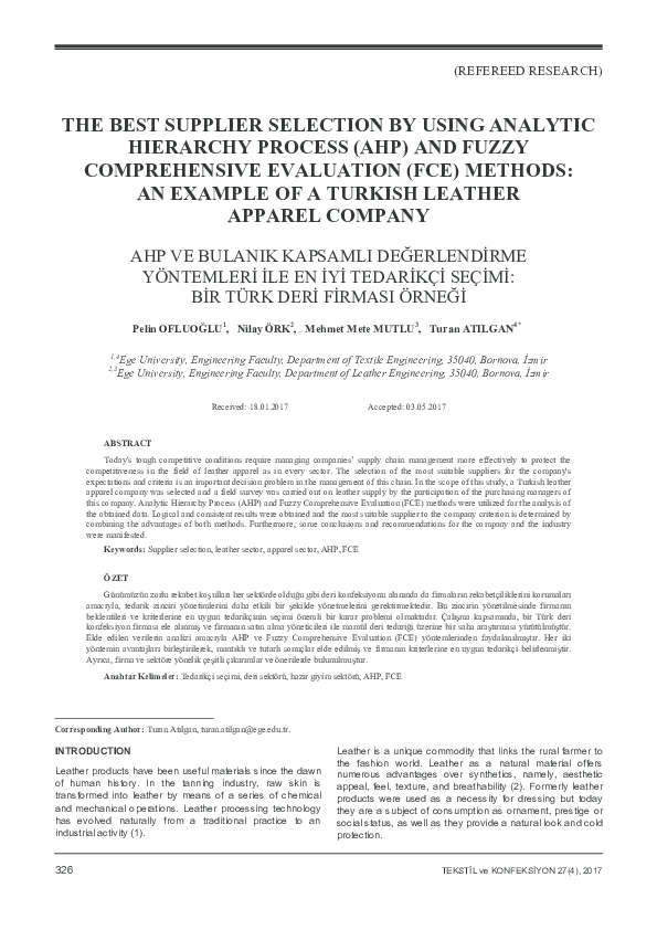 Pdf The Best Supplier Selection By Using Analytic Hierarchy Process