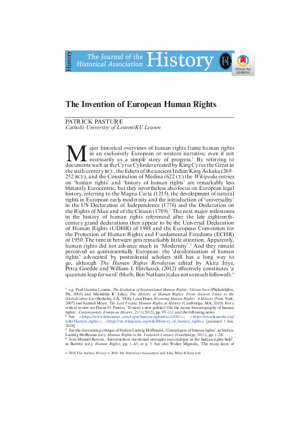 (PDF) The Invention of European human Rights
