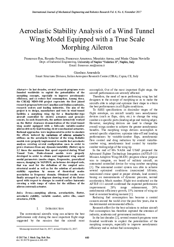(PDF) Aeroelastic stability analysis of a wind tunnel wing model equipped with a true scale ...