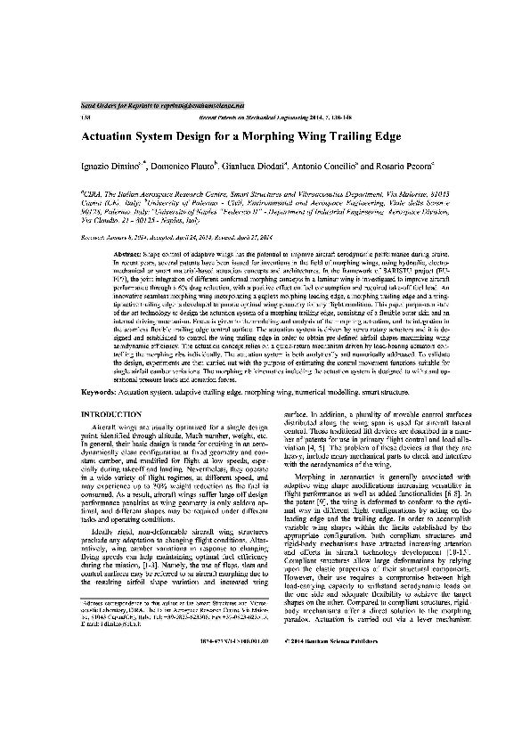 (PDF) Actuation System Design for a Morphing Wing Trailing Edge