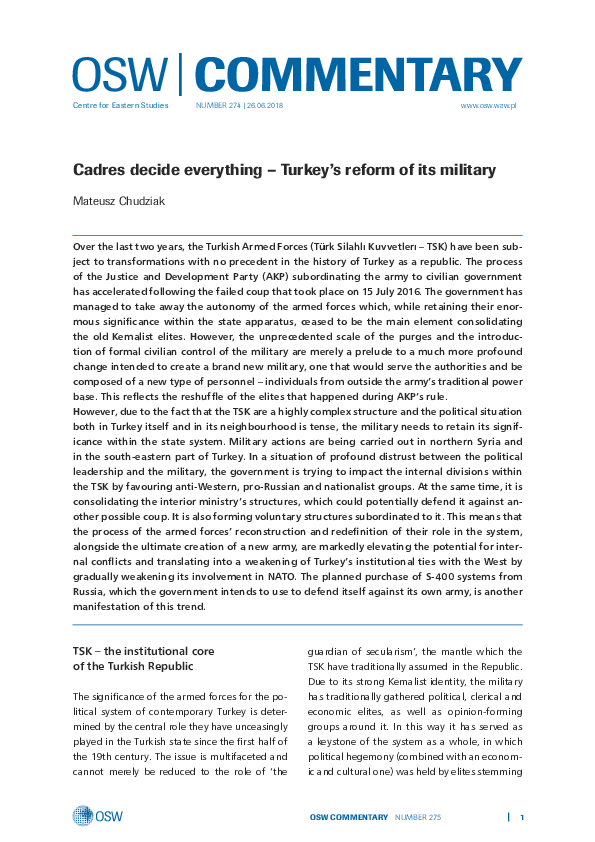 (PDF) Mateusz Chudziak: Cadres decide everything – Turkey's reform of ...