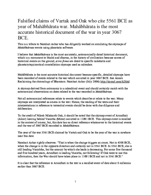 (PDF) Falsified claims of Vartak and Oak who cite 5561 BCE as year of ...