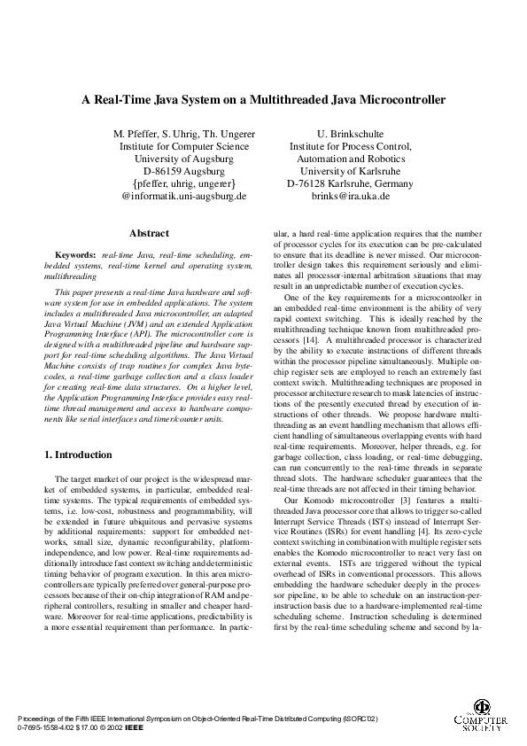(PDF) A Real-Time Java System on a Multithreaded Java Microcontroller