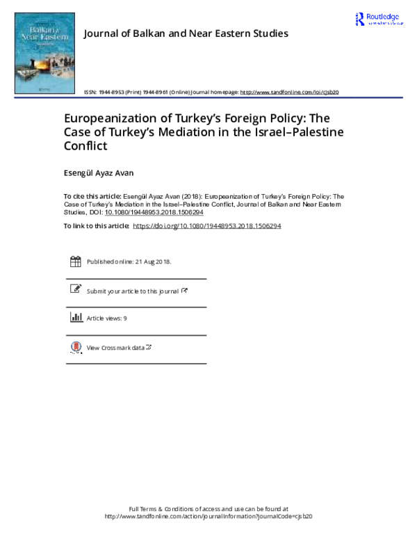 (PDF) Europeanization of Turkey's Foreign Policy: The Case of Turkey's ...