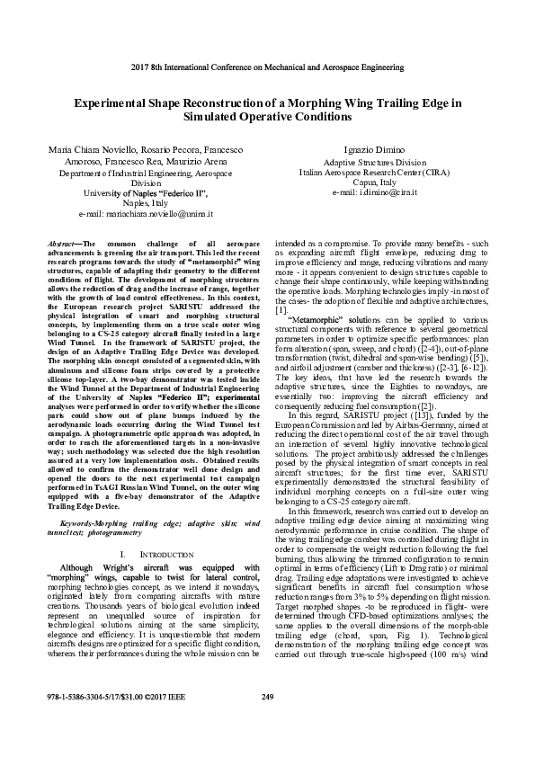 (PDF) Experimental shape reconstruction of a morphing wing trailing ...